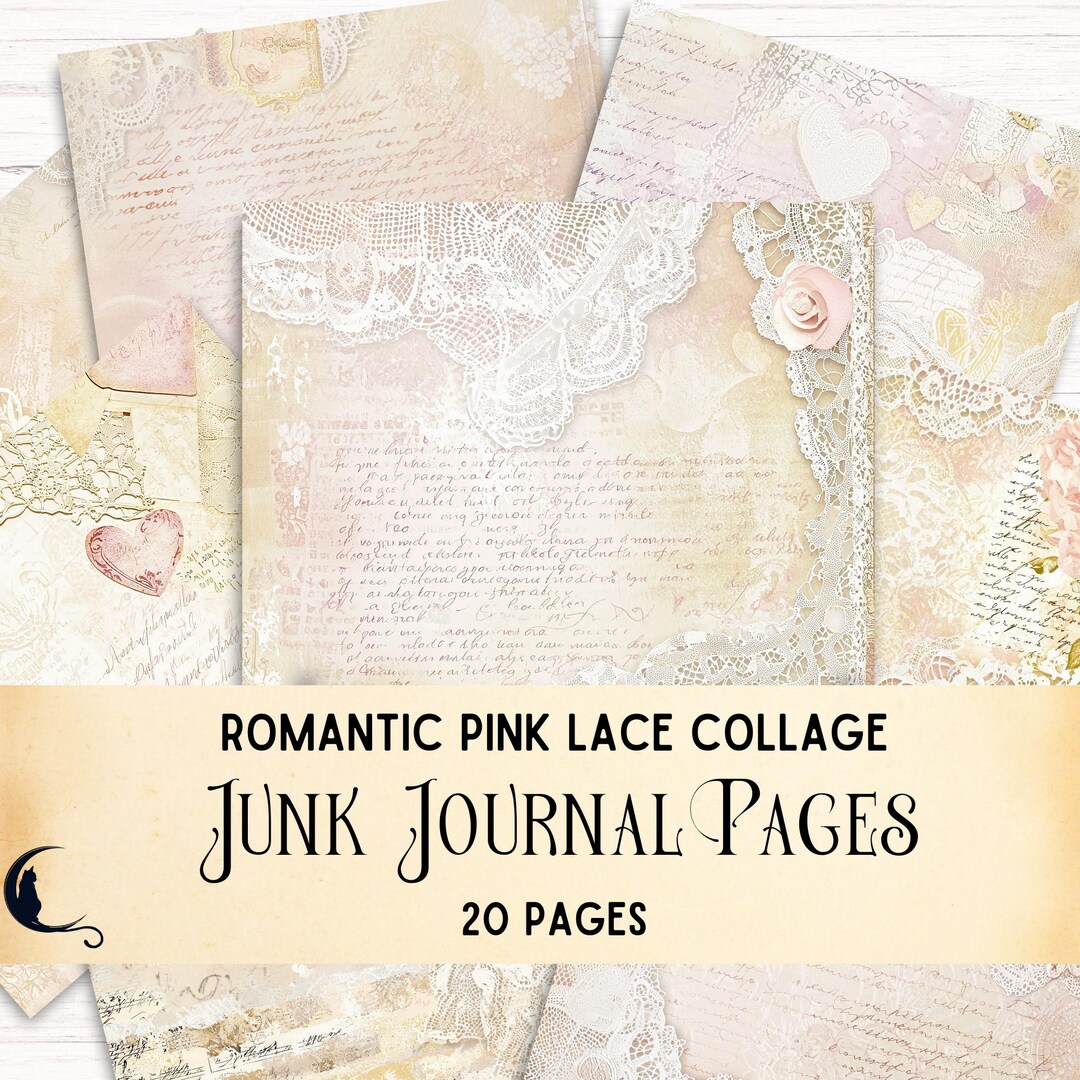 Pink Lace Digital Paper Pack, Printable Scrapbook Kit, Romantic Shabby ...