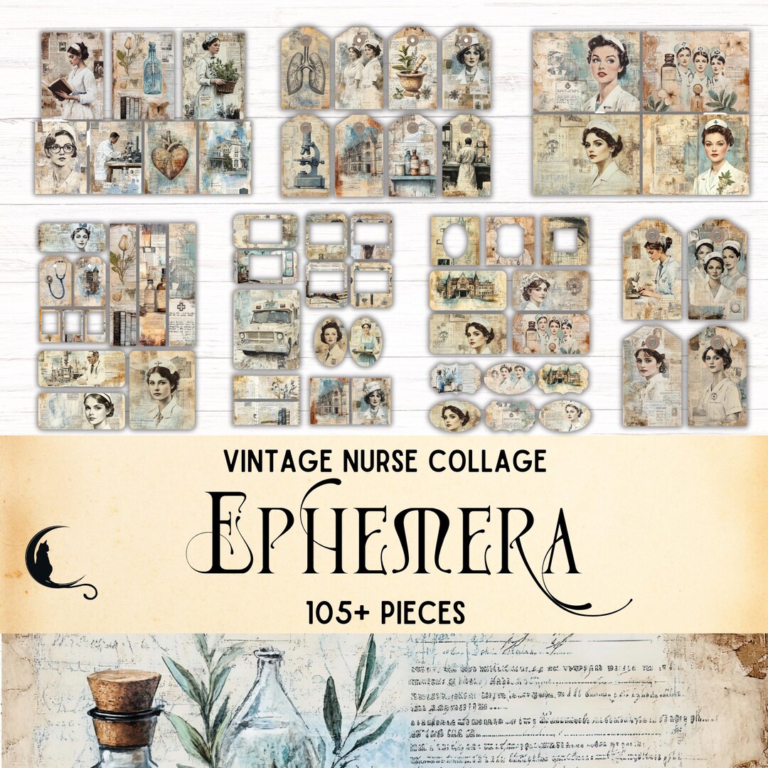 Vintage Nurse Junk Journal Ephemera Kit, Vintage Nurses Ephemera ...