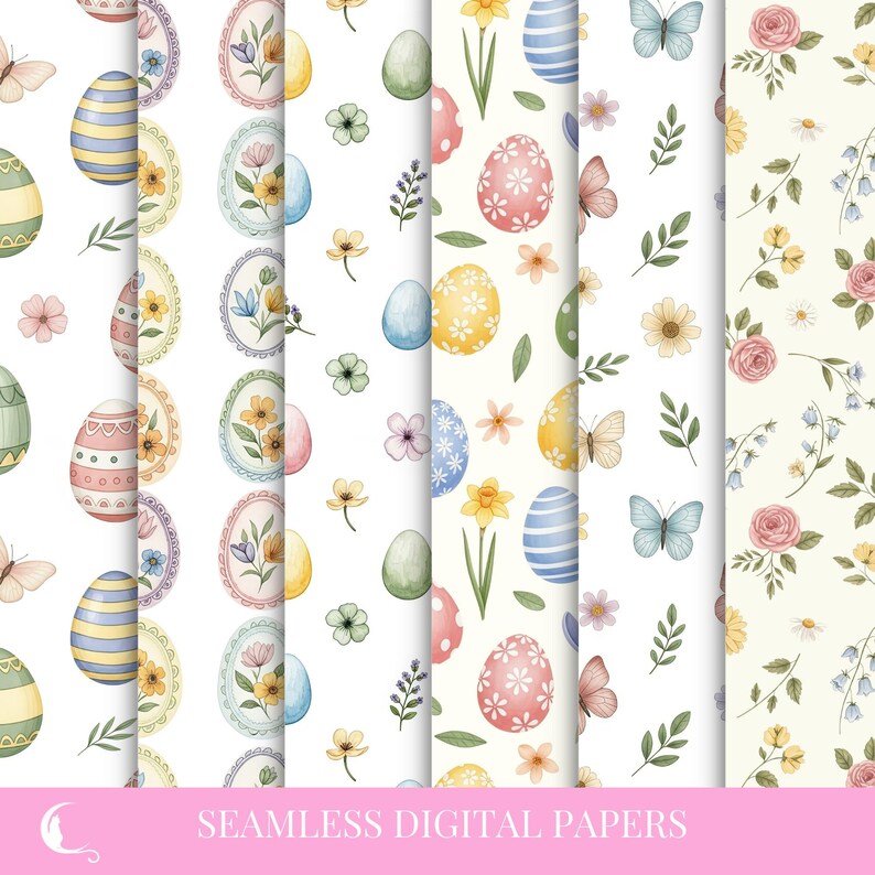 Storybook Easter Digital Paper Pack, Seamless Patterns for Scrapbooking ...