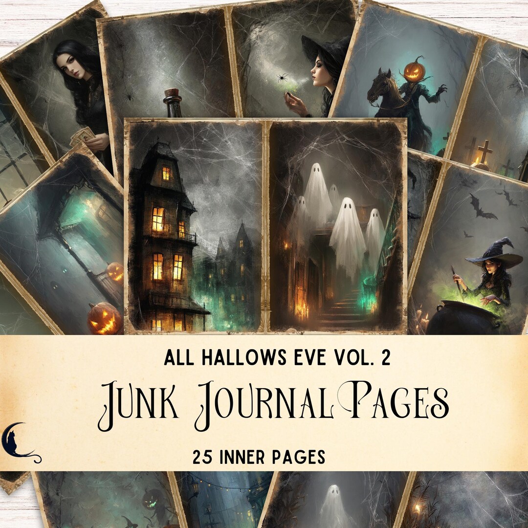 All Hallows Eve Junk Journal Kit, Printable Halloween Ephemera, Spooky ...