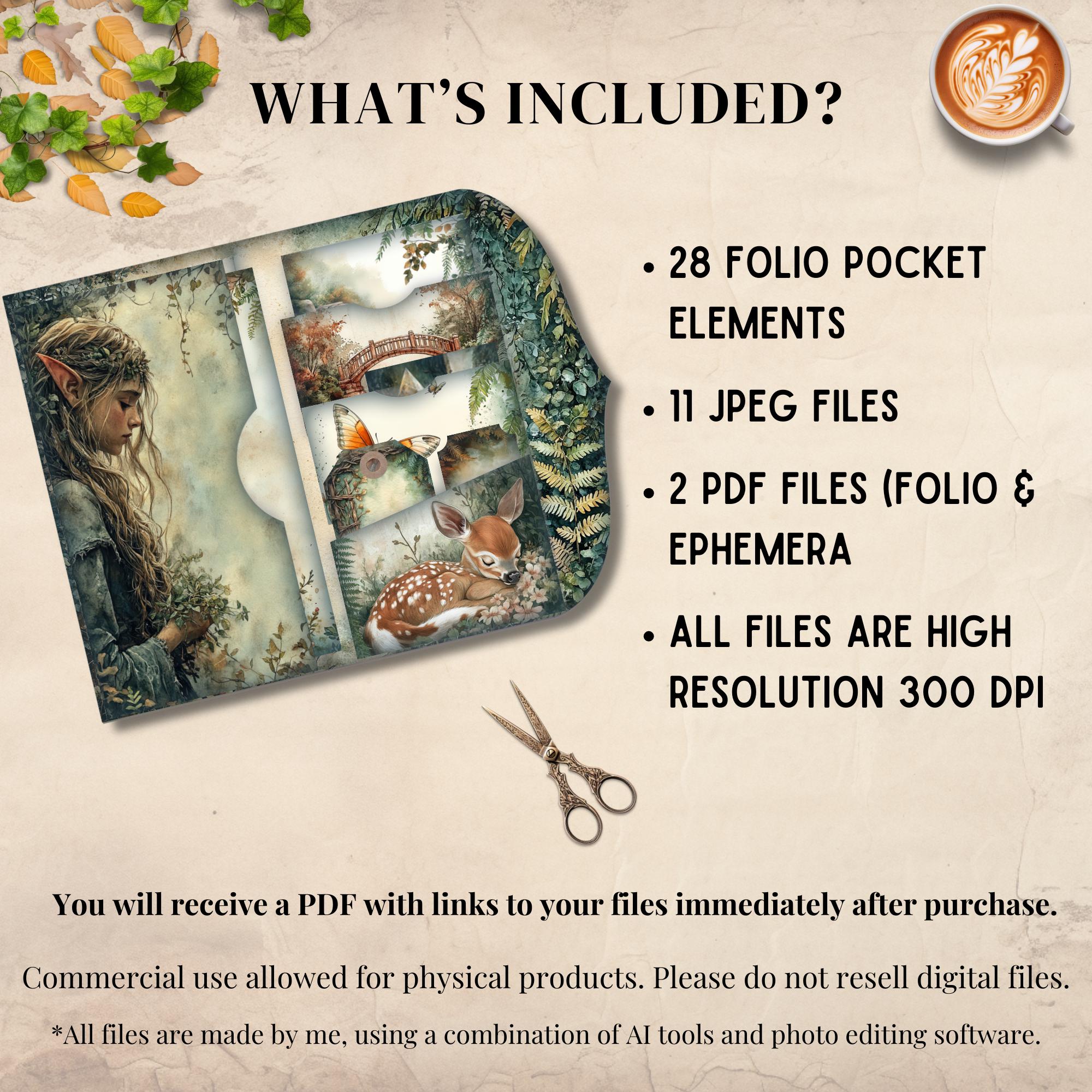 Enchanted Woodland Elves Junk Journal Folio Kit Printable Pocket ...