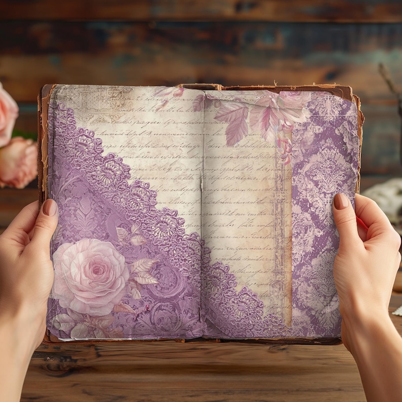 Antique Love Letters & Lace Digital Paper Vintage Junk Journal Ephemera ...