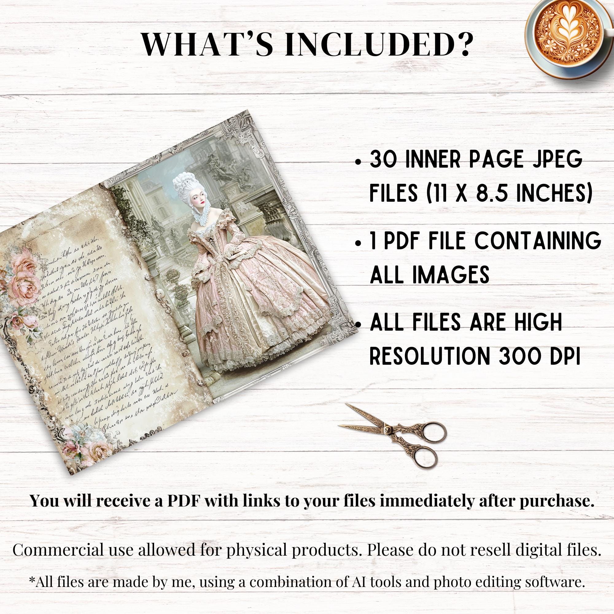 Marie Antoinette Junk Journal Kit Rococo Revival Digital Paper, French ...