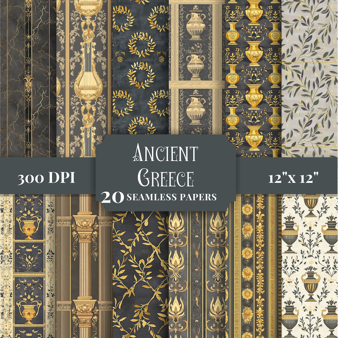 Seamless Ancient Greece Digital Paper Pack, Greek Patterns for ...