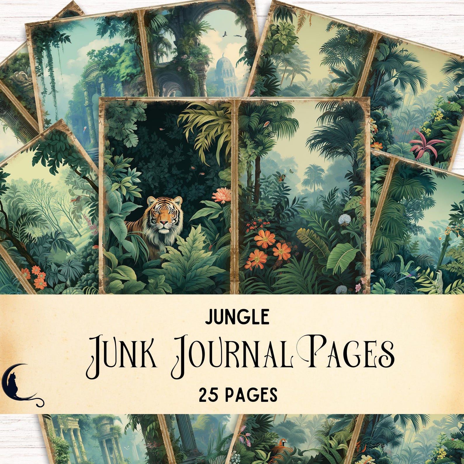 Jungle Junk Journal Kit, Printable Pages, Rainforest Digital Paper ...