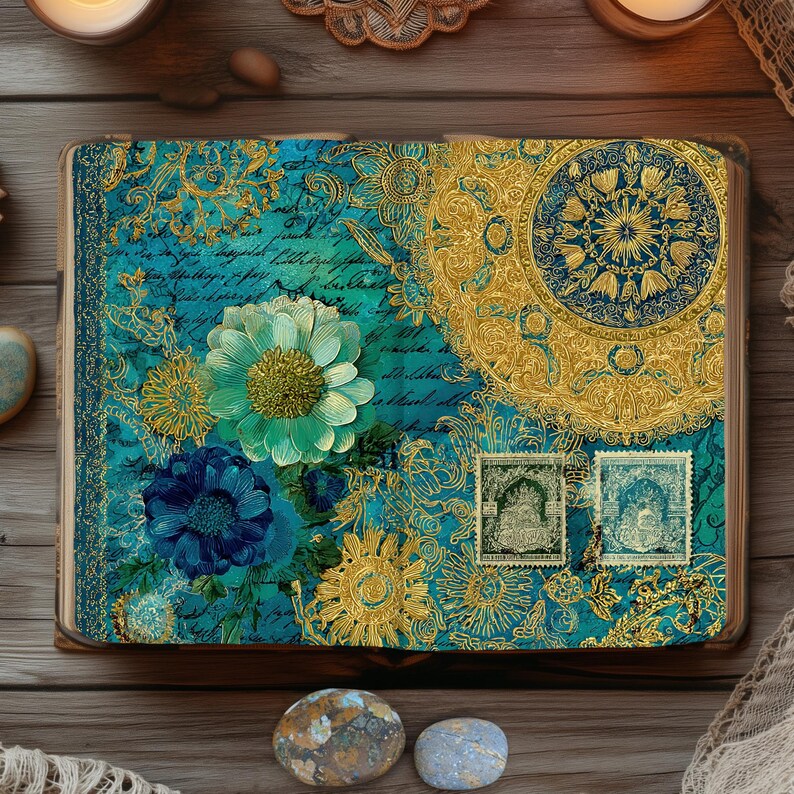 Indian Mandala Collage Junk Journal Kit, Printable Digital Scrapbook ...