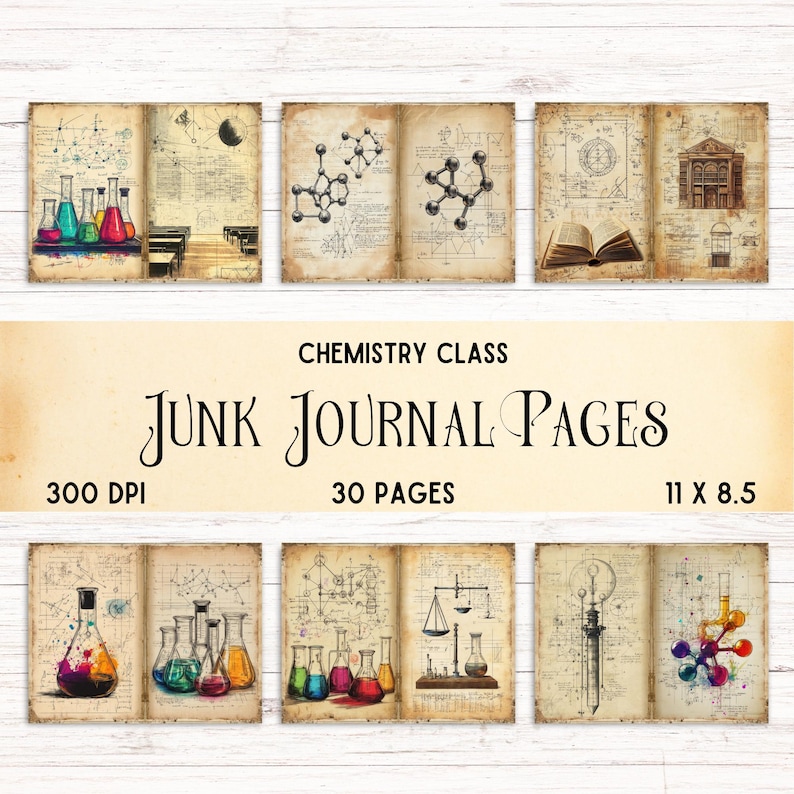 Chemistry Junk Journal Kit, Vintage Science Class Scrapbook Paper, DIY ...