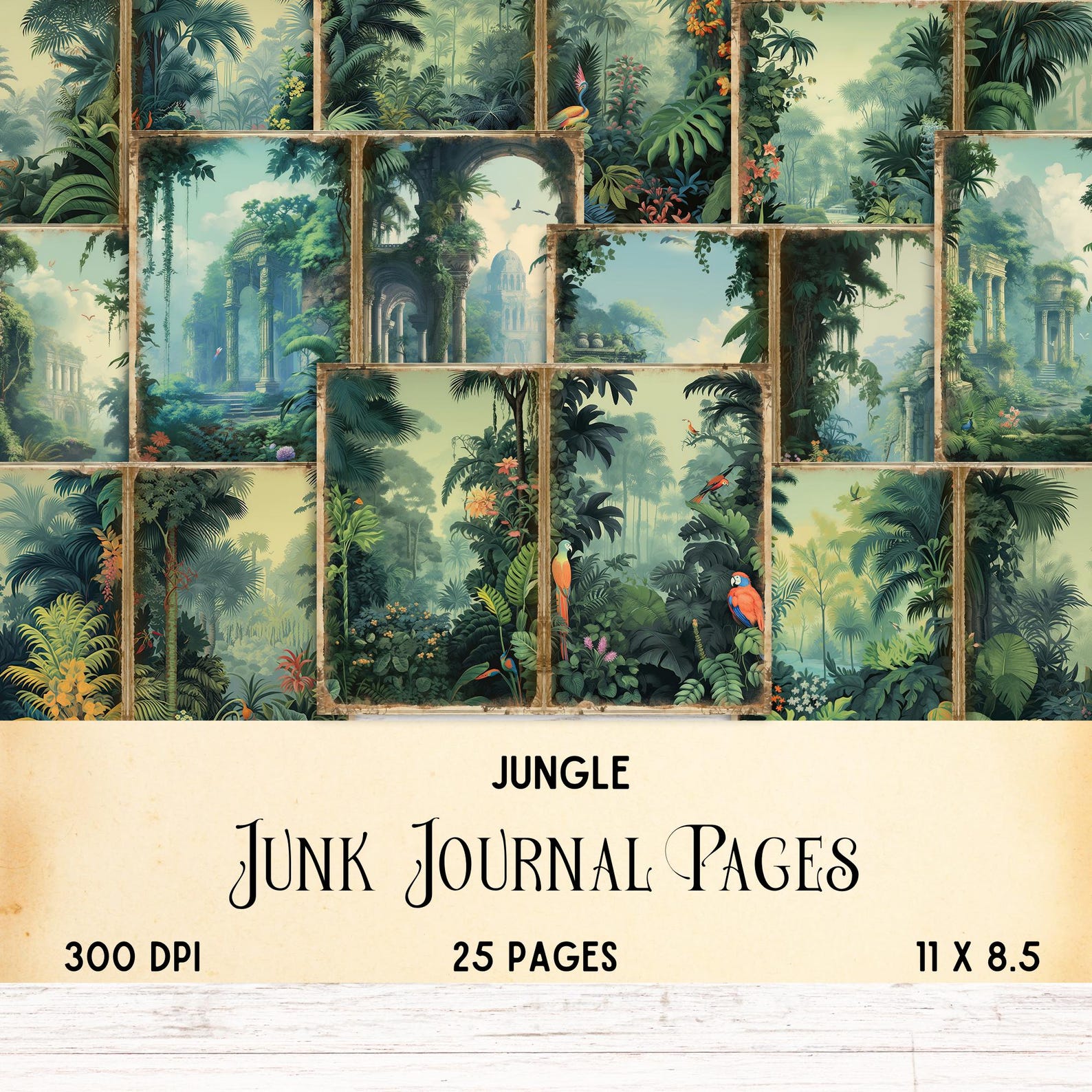 Jungle Junk Journal Kit, Printable Pages, Rainforest Digital Paper ...