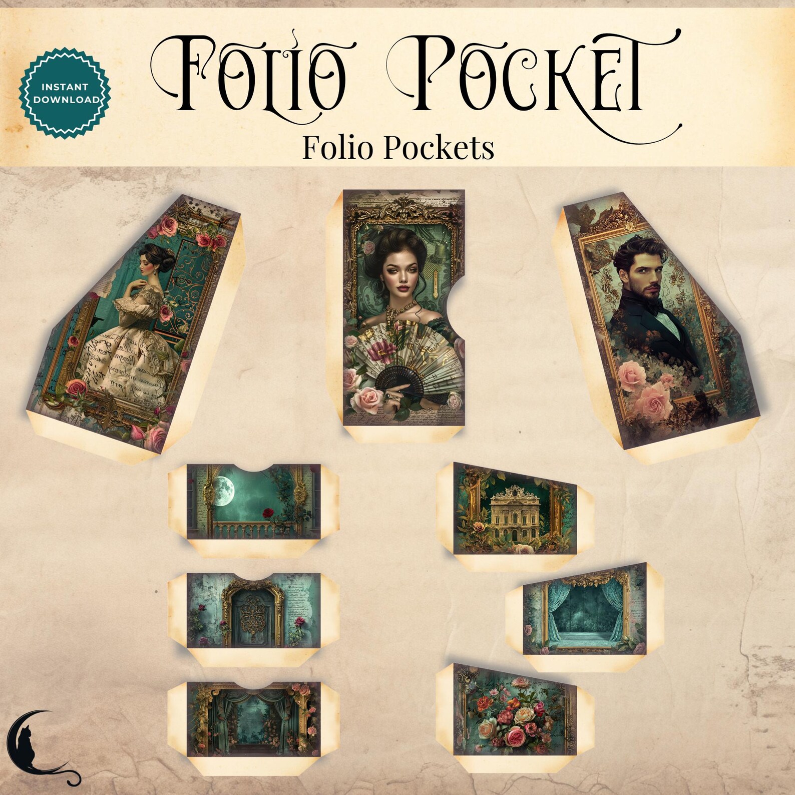 Opera Junk Journal Folio Kit, Printable Pocket Ephemera, Baroque Frame ...