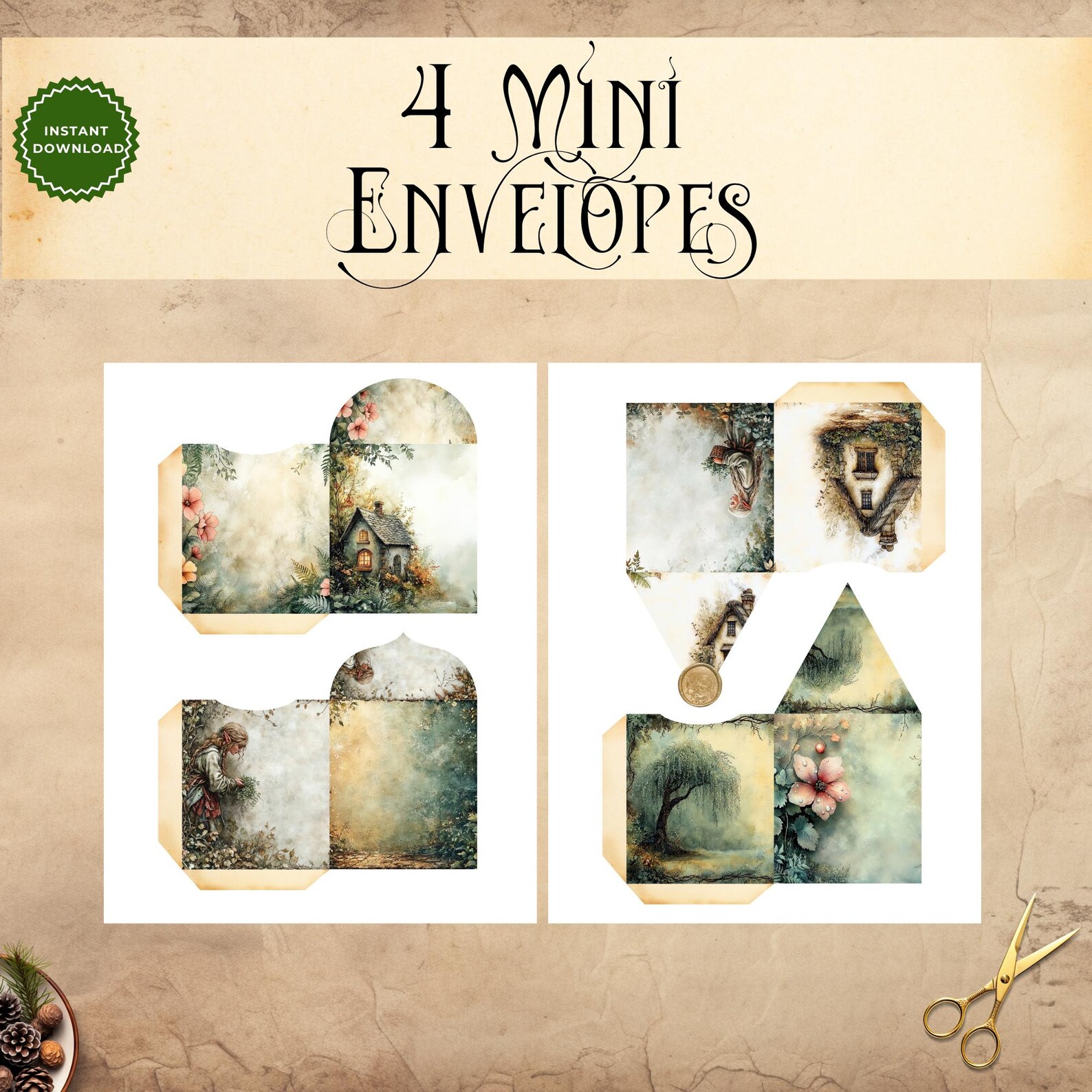 Magical Elven Forest Mini Envelopes Printable Envelopes Enchanted ...