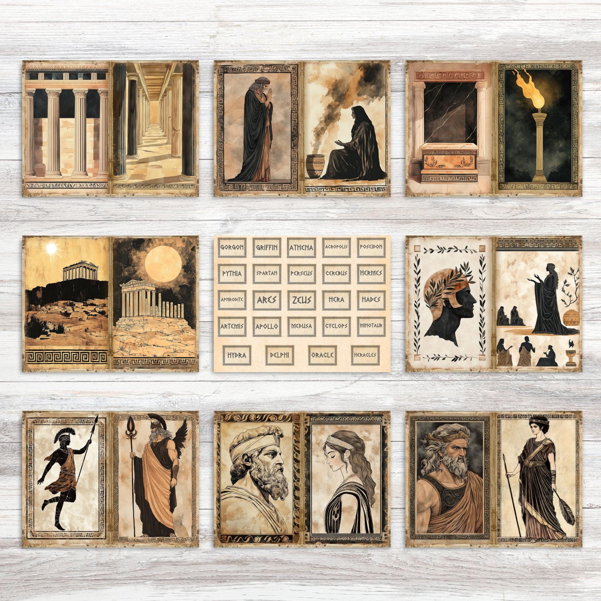 Ancient Greek Mythology Junk Journal, Medusa Scrapbook Paper Kit ...