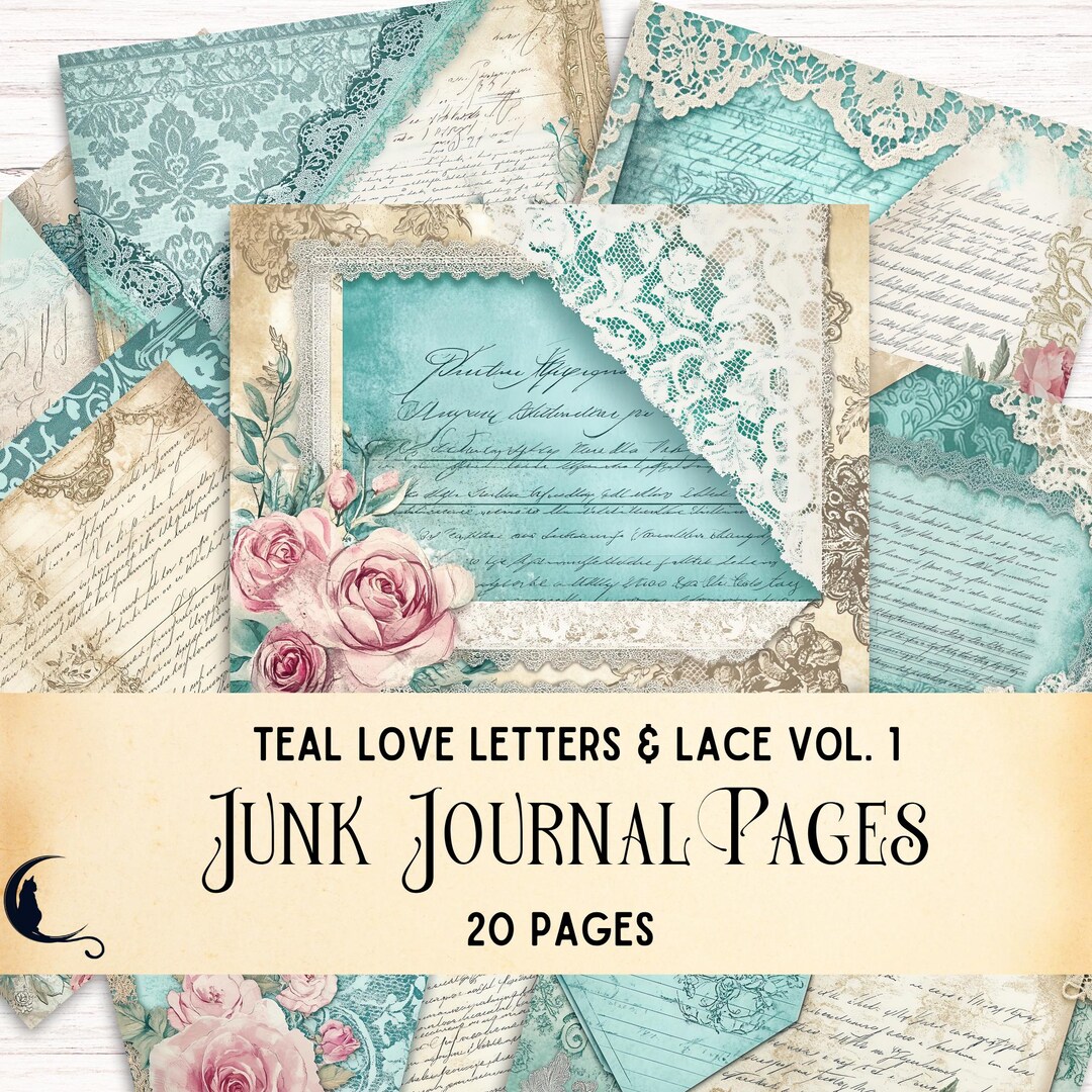 Antique Love Letters & Lace Digital Paper, Vintage Junk Journal ...