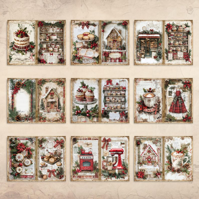 Rustic Christmas Bakery Junk Journal Kit, Festive Folding Folio ...
