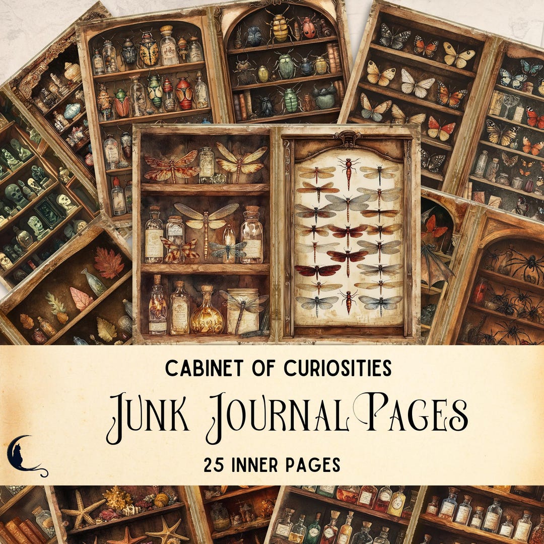 Cabinet of Curiosities Junk Journal Pages, Dark Academia, Spooky ...