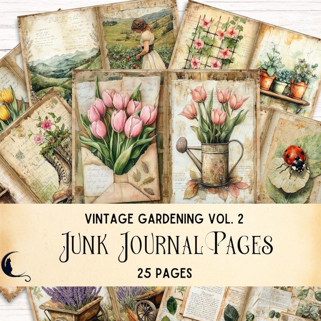 Vintage Gardening Junk Journal Pages, Garden Greenery Printable ...