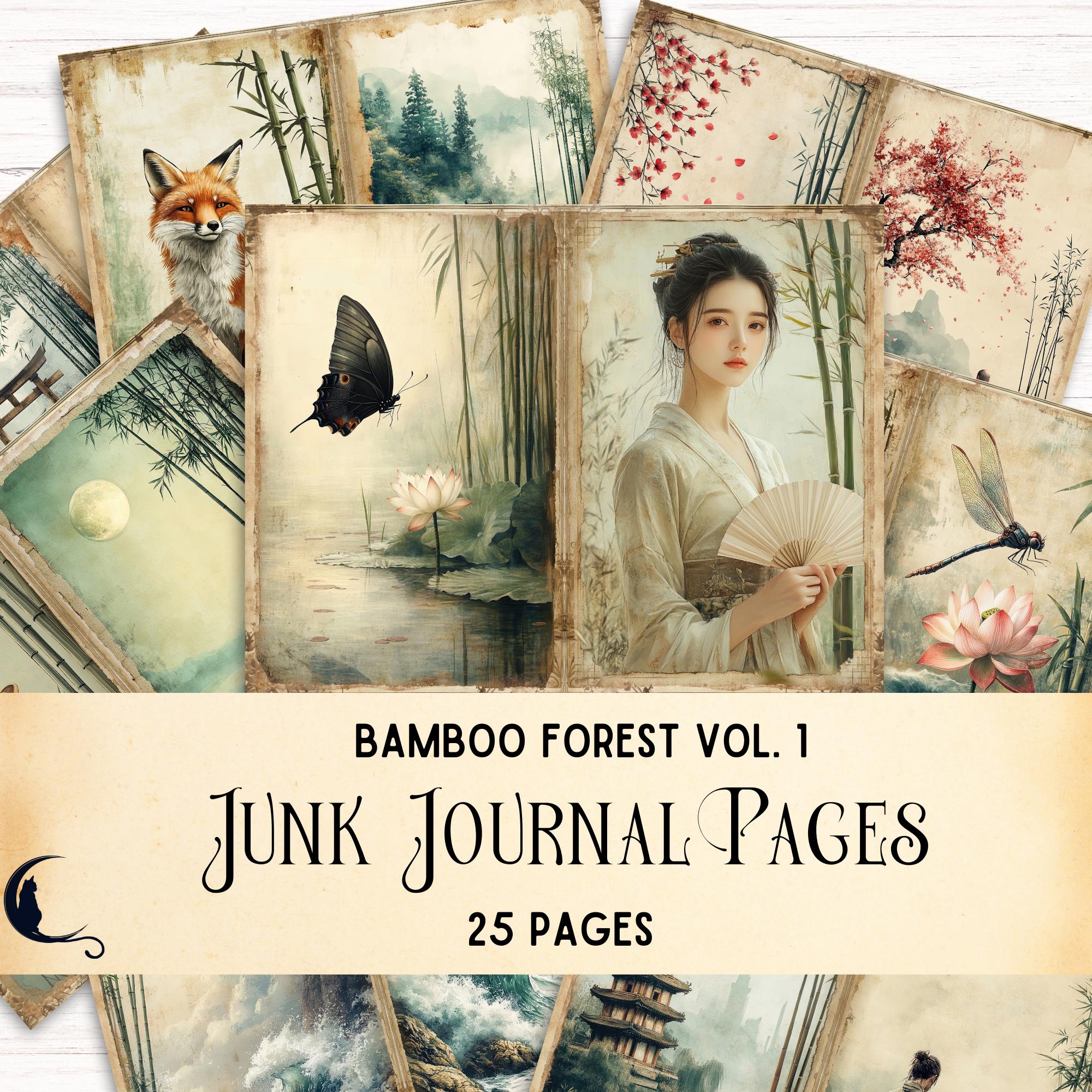Asian Bamboo Junk Journal, Japan Scrapbook Kit, Japanese Garden Digital ...
