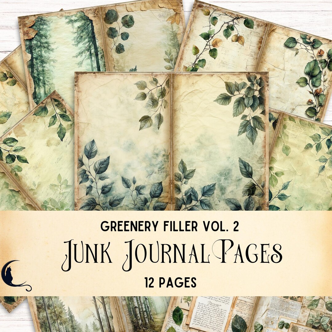 Greenery Junk Journal Filler Pages, Botanical Ephemera, Herbal Nature ...
