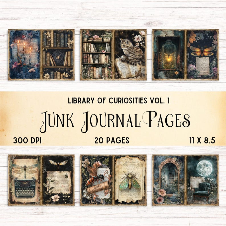 Library of Curiosities Junk Journal Kit, Printable Vintage Insect ...