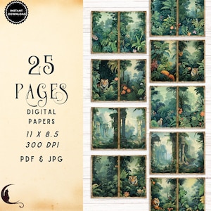 Jungle Junk Journal Kit, Printable Pages, Rainforest Digital Paper ...