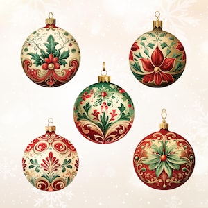Vintage Christmas Ornament Clipart, Christmas Ball PNG, Instant ...