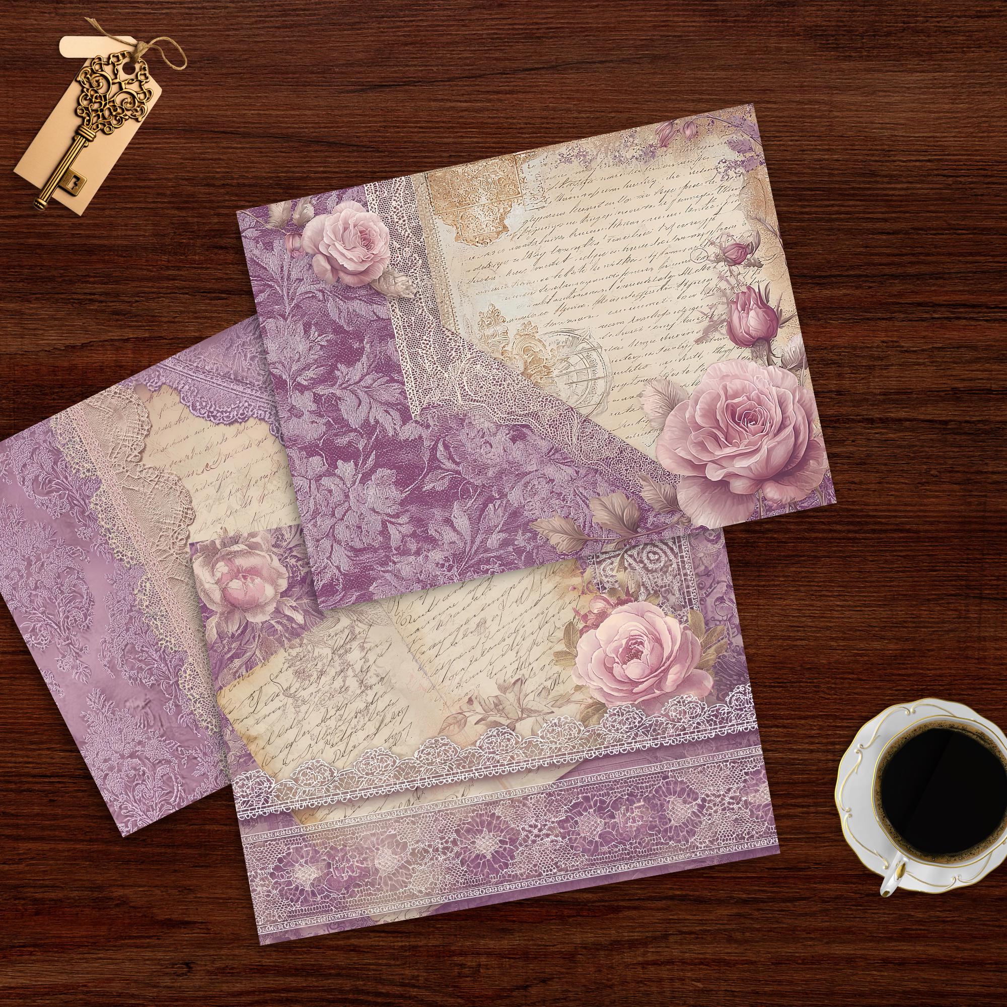 Antique Love Letters & Lace Digital Paper Vintage Junk Journal Ephemera ...