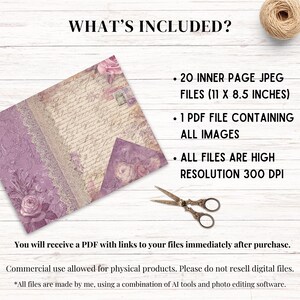 Antique Love Letters & Lace Digital Paper Vintage Junk Journal Ephemera ...