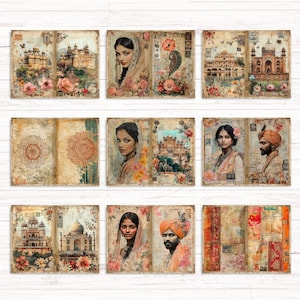 Vintage India Travel Junk Journal Pages, Digital Antique Bollywood ...