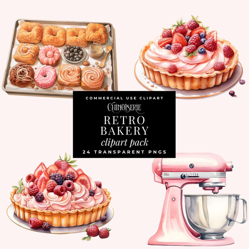 Watercolor Baking Clipart, Baking Supplies Png, Home Bakery Logo ...