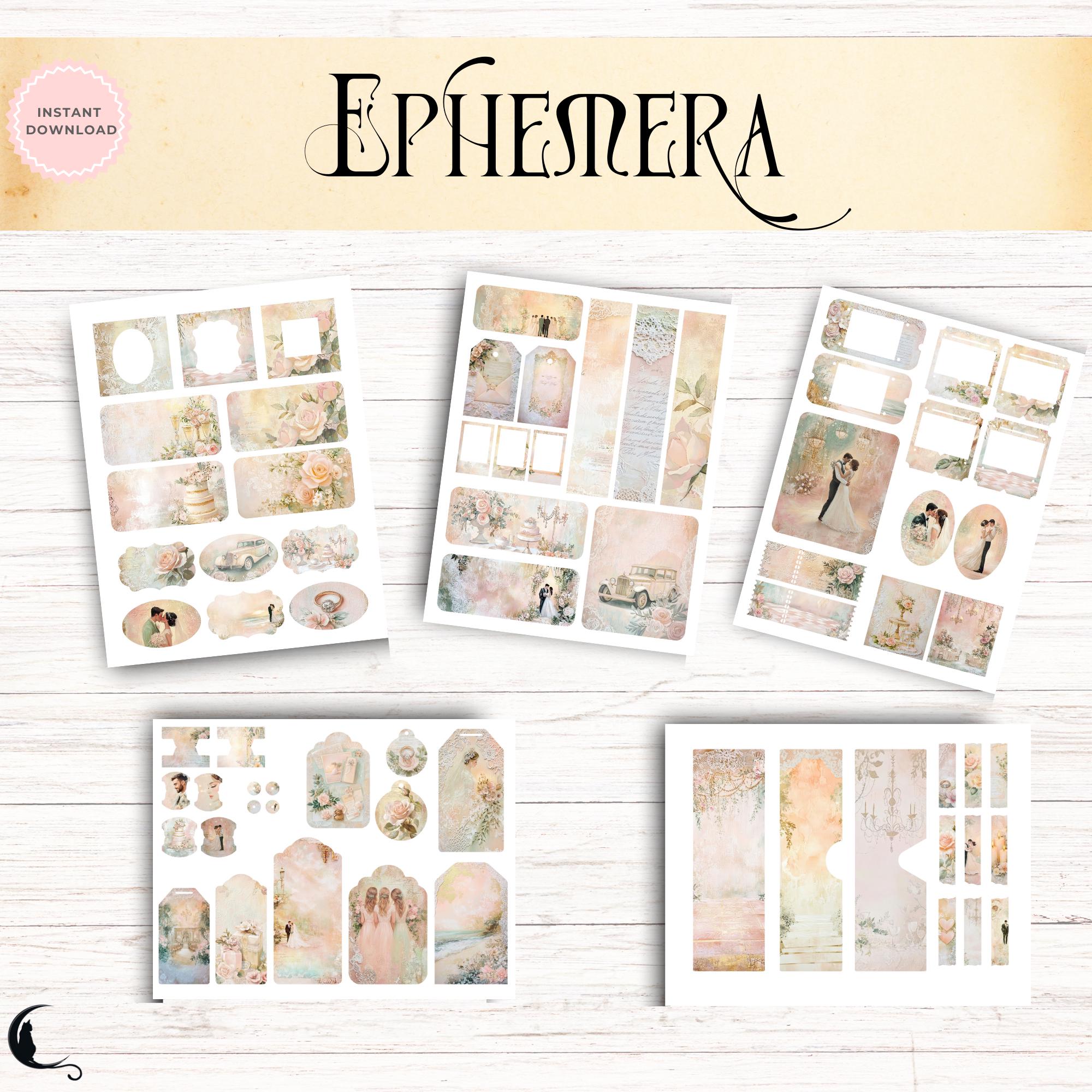 Pastel Wedding Junk Journal Kit, Printable Folio Kit, Shabby Chic ...