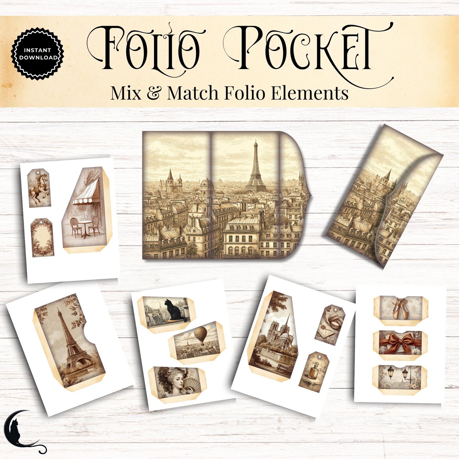 Vintage Paris Junk Journal Kit, Printable Folio Pocket, French Toile De ...
