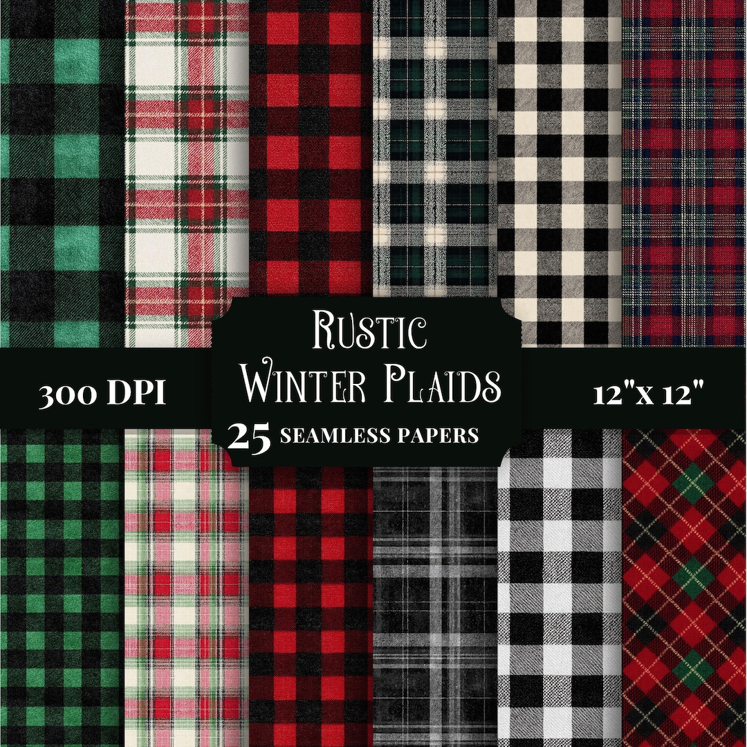 Rustic Winter Plaid Digital Paper, Seamless Lumberjack Printable ...