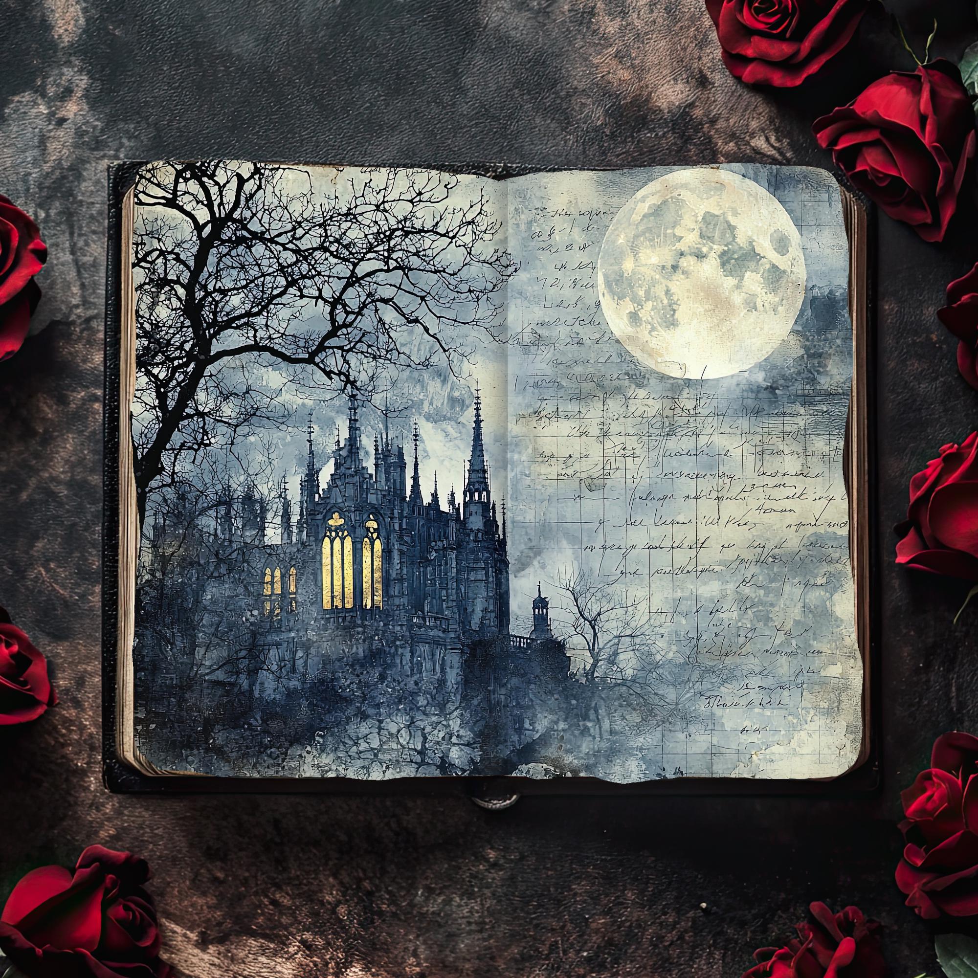 Dark Fairytale Junk Journal Kit, Printable Enchanted Ephemera, Digital ...