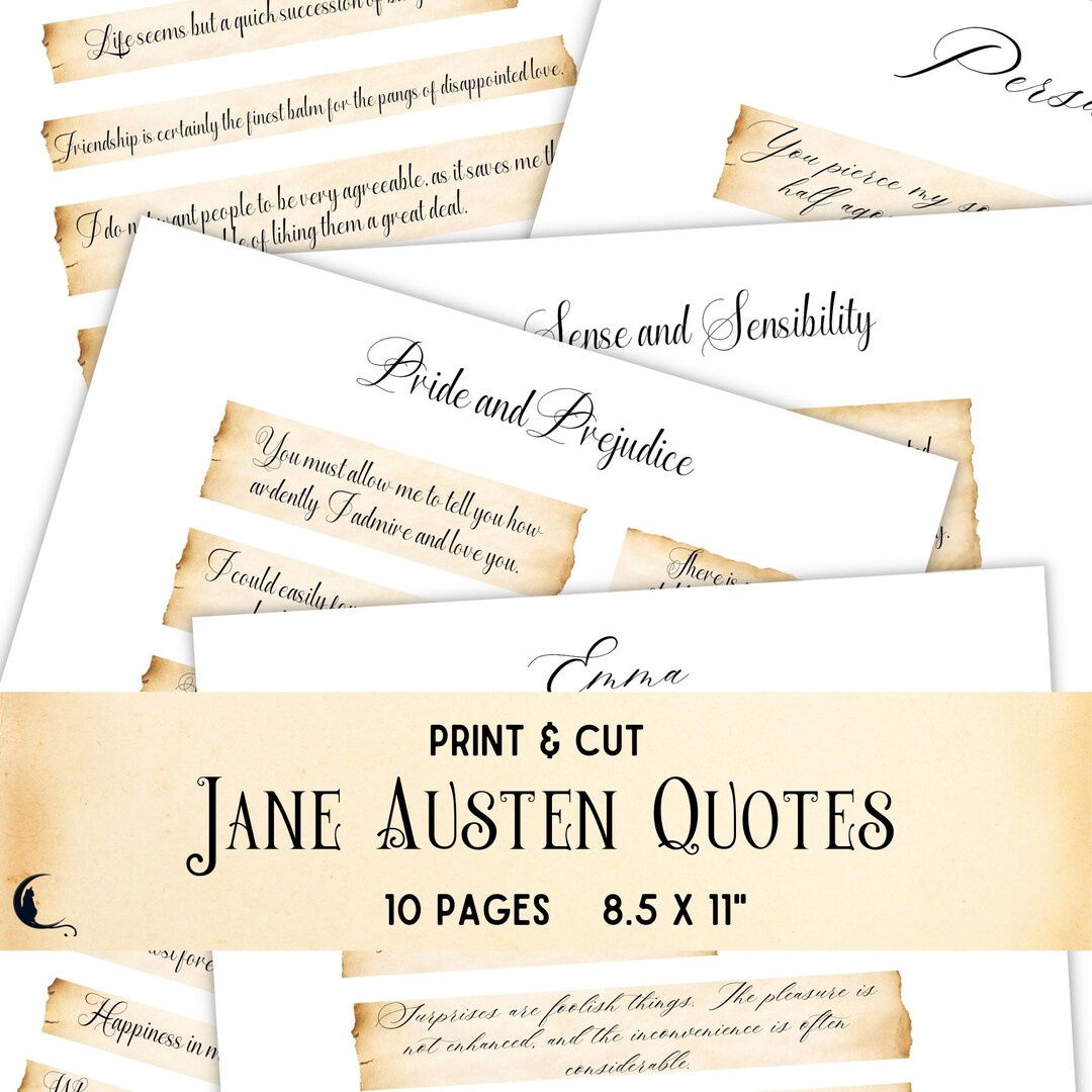 Jane Austen Quotes for Junk Journals, Printable Vintage Ephemera ...