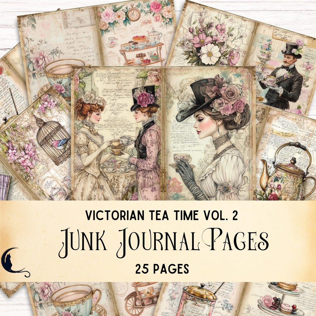 Victorian Tea Time Junk Journal Kit, Printable Ephemera, Vintage Tea ...