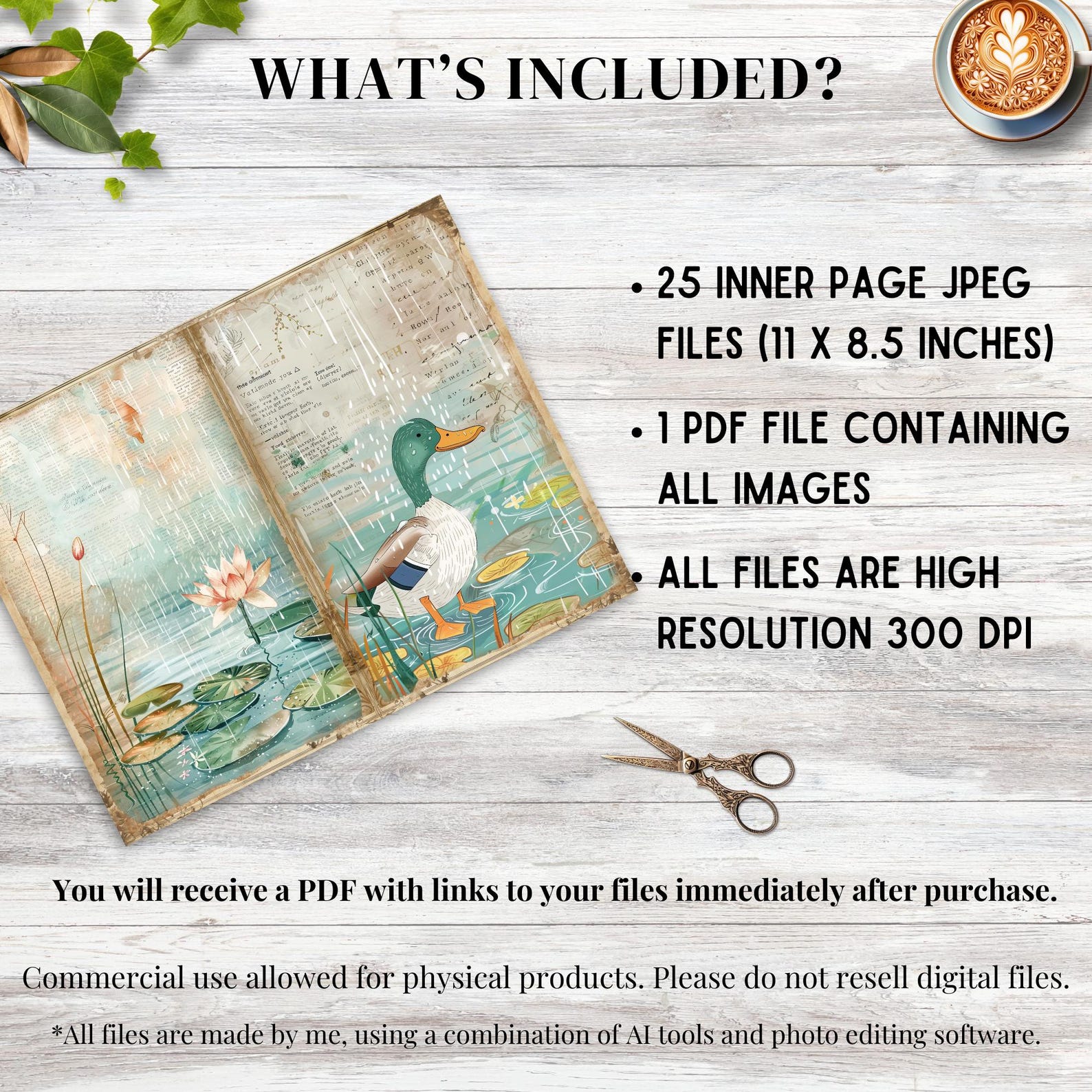 Junk Journal Kits Pond, Pond Water Digital Papers, Koi Fish, Dragonfly ...