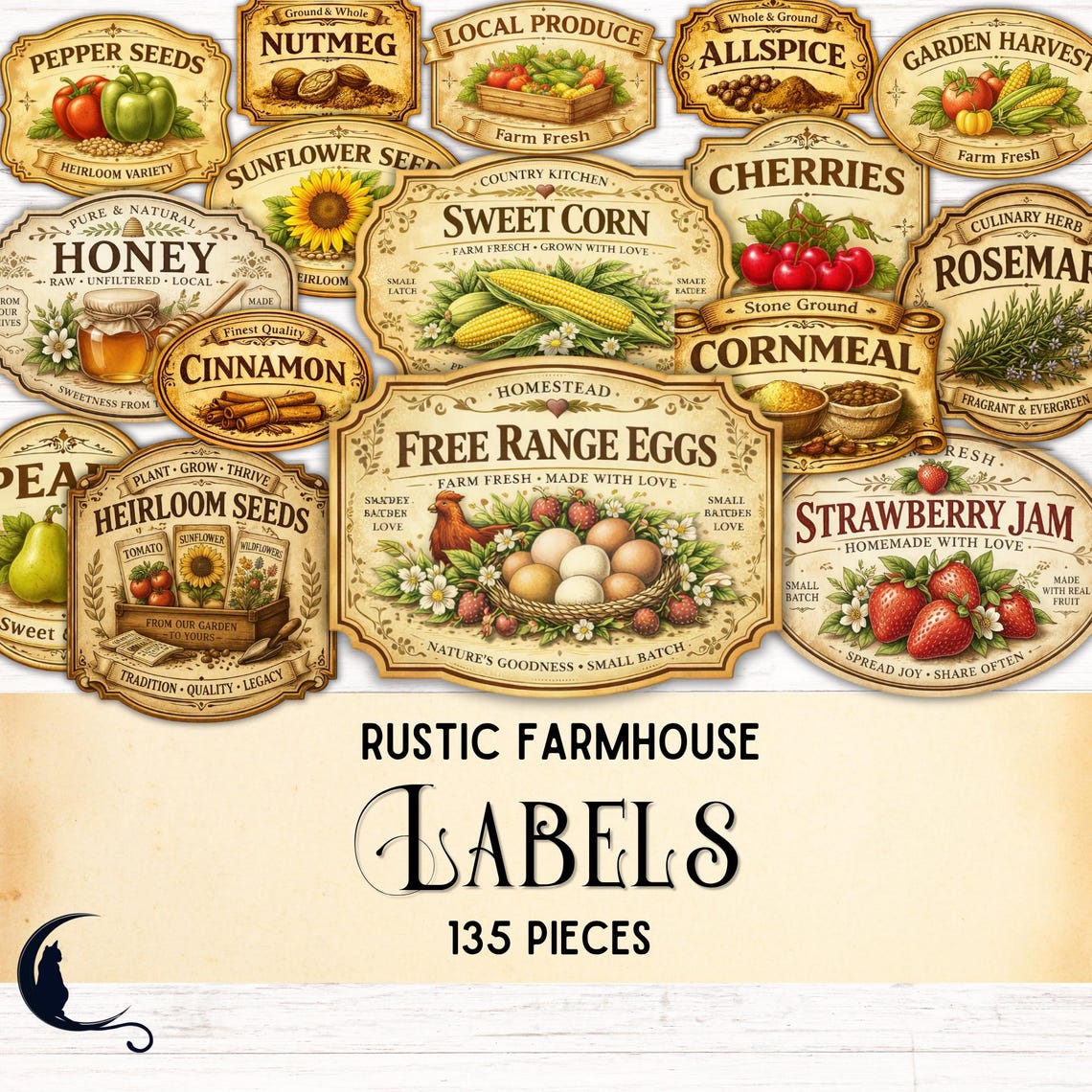 Rustic Farmhouse Labels, Vintage Garden Seeds, Produce Canning Tags ...