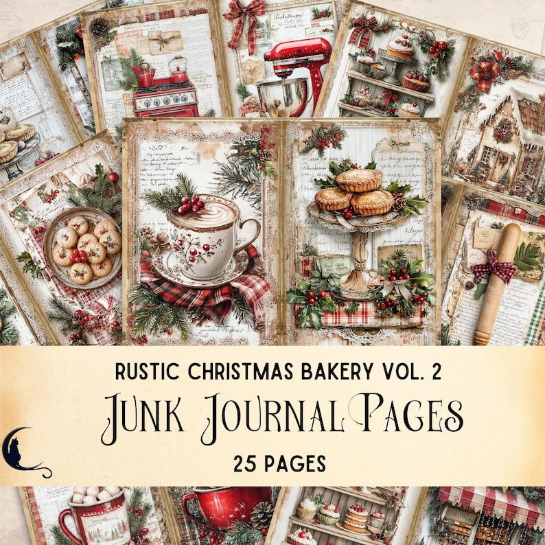 Rustic Christmas Baking Junk Journal Pages, Holiday Bakery Printable ...