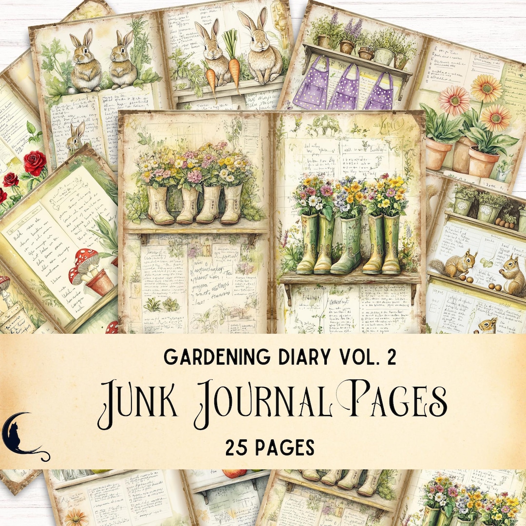 Gardening Diary Junk Journal Pages, Printable Vintage Botanical ...