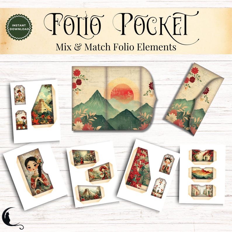 Vintage Mexico Junk Journal Kit, Printable Folio Kit, Mexican Folk Art ...