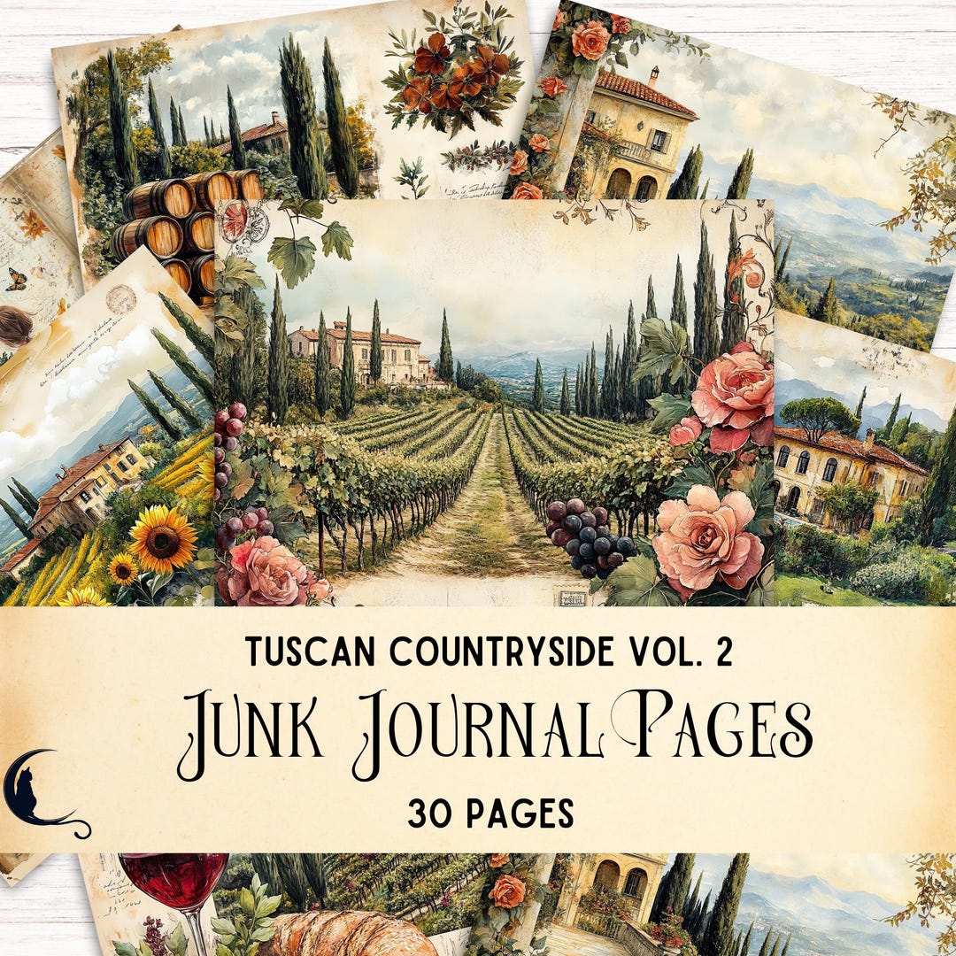 Tuscan Countryside Junk Journal Kit, Printable Vintage Italian ...