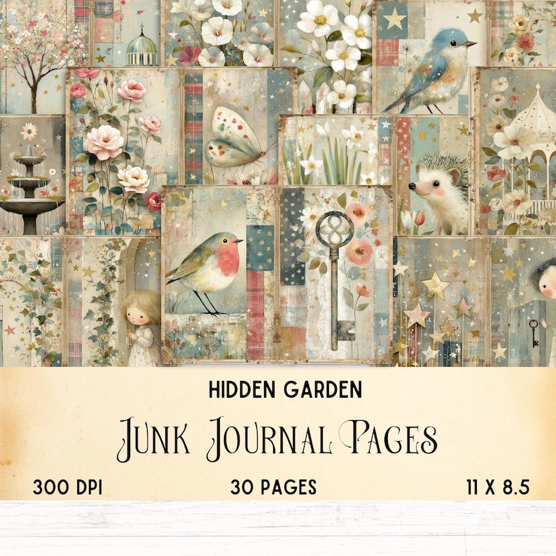 Hidden Garden Junk Journal Kit, Storybook Garden Pages, Whimsical ...
