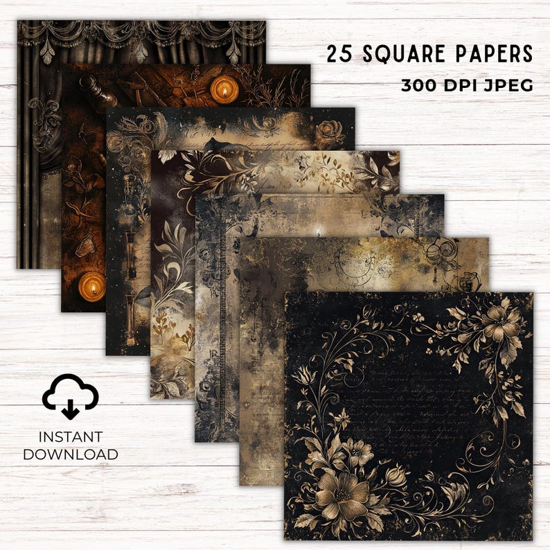 Dark Academia Digital Paper, Vintage Gothic Aesthetic Printable ...