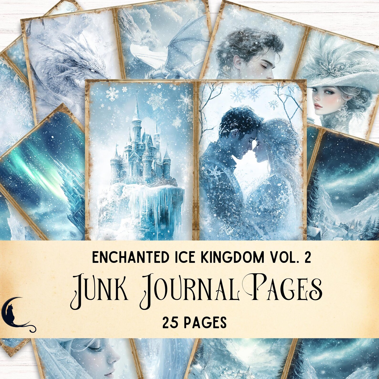 Winter Fairytale Junk Journal Kit, Enchanted Ice Kingdom Ephemera ...