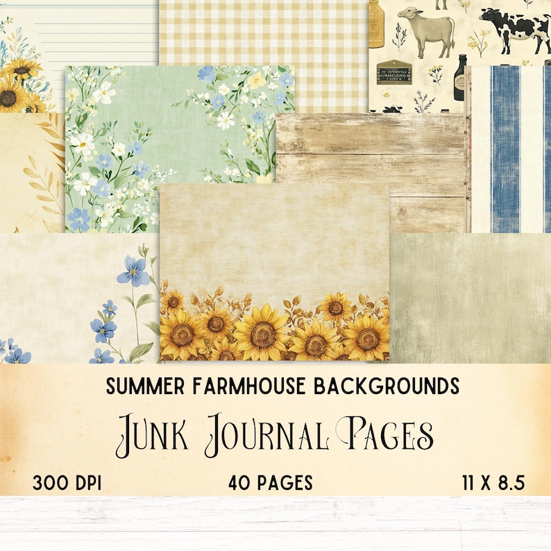 Sommer Bauernhaus Junk Journal Hintergründe, druckbare Scrapbook ...