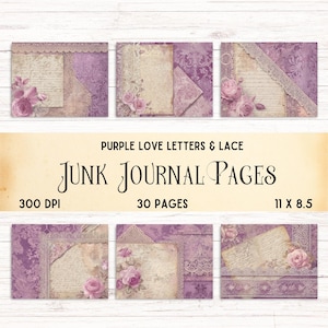 Antique Love Letters & Lace Digital Paper Vintage Junk Journal Ephemera ...