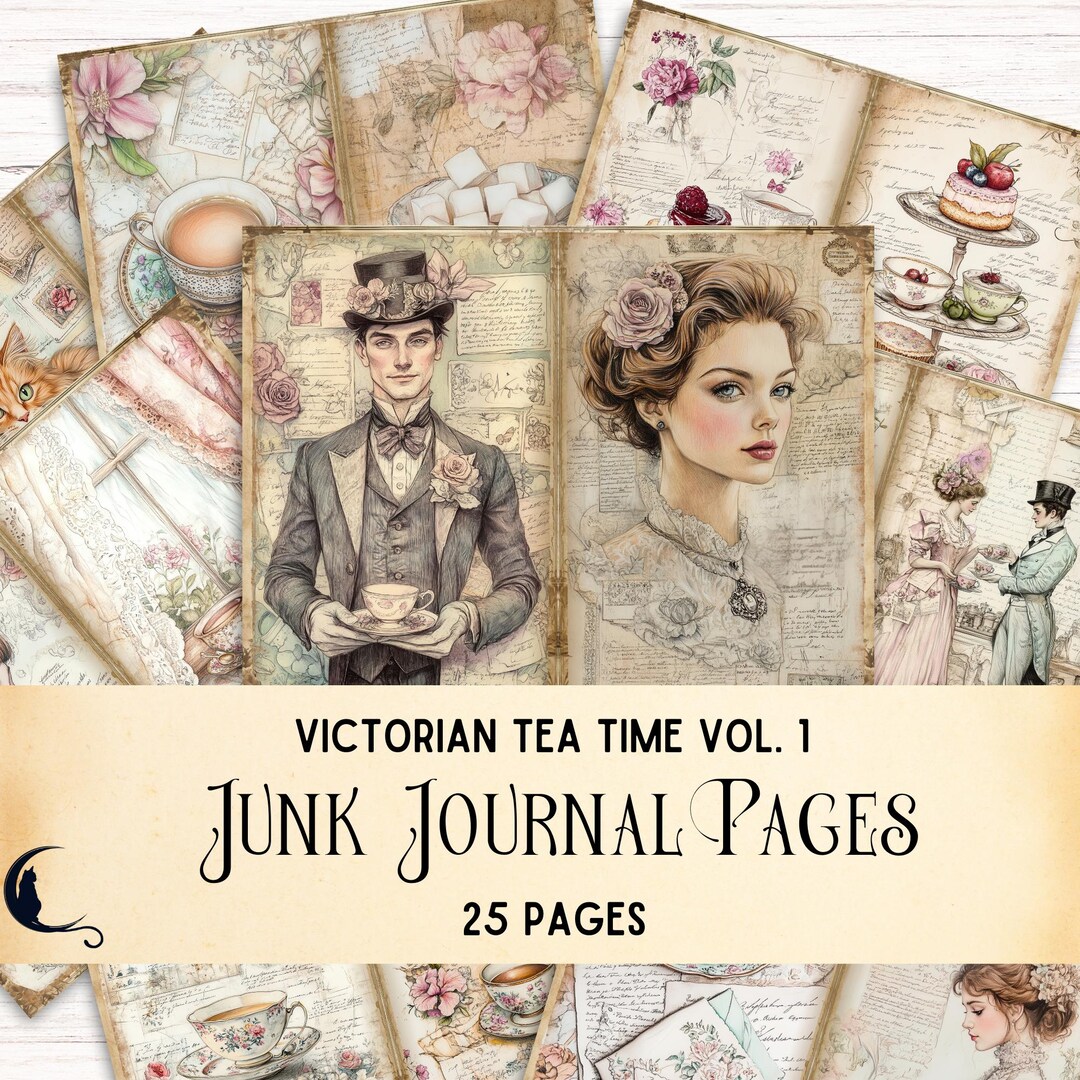 Victorian Tea Time Junk Journal Kit, Printable Ephemera, Vintage Tea ...