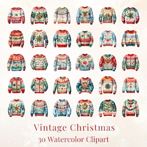 Ugly Christmas Sweater Clipart, Ugly Sweater PNG, Watercolor Holiday ...