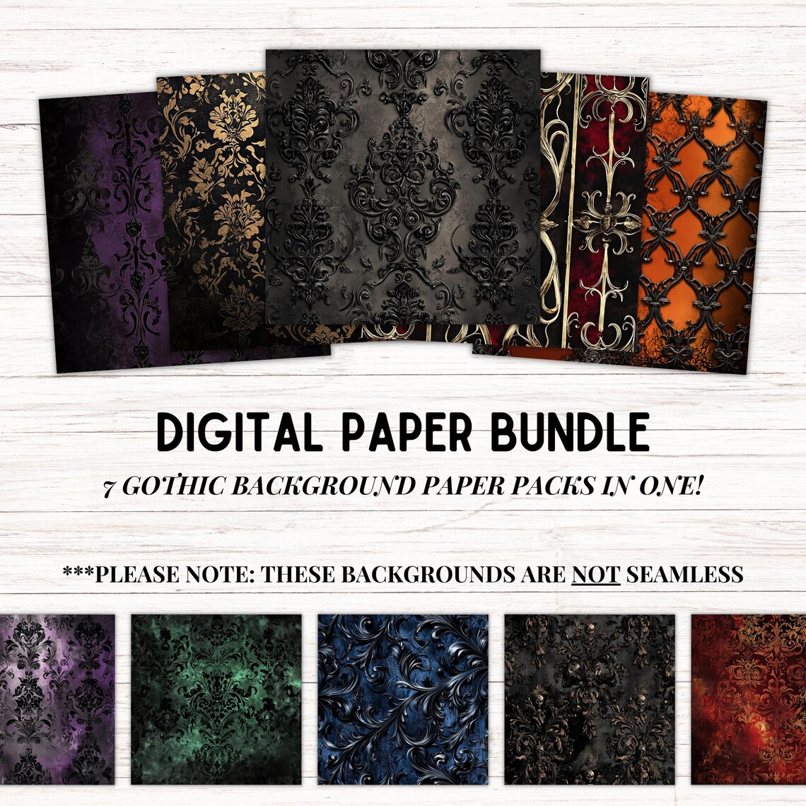 Gothic Digital Paper Bundle, Dark Aesthetic Printable Backgrounds for ...