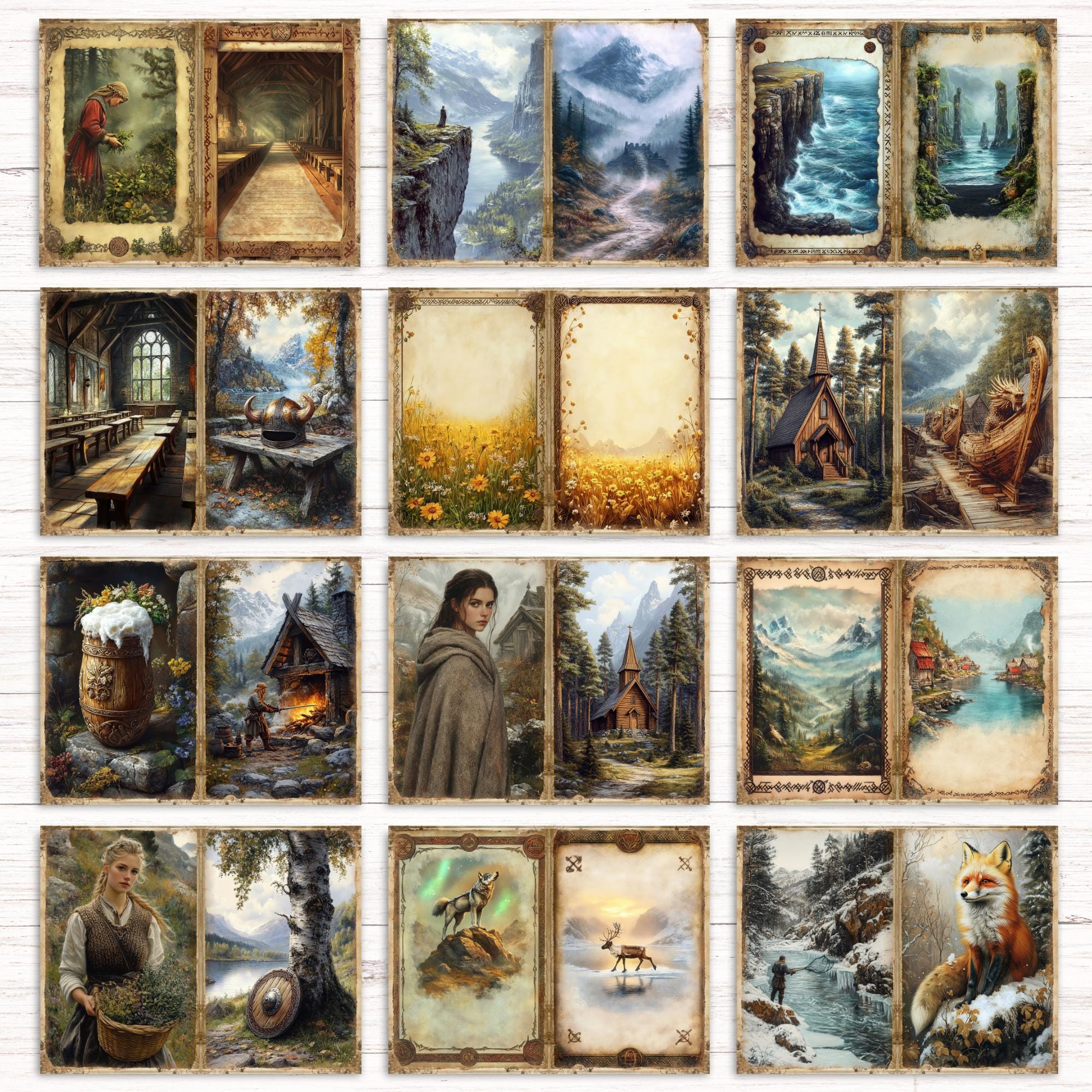 Medieval Norway Junk Journal Kit, Printable Folio Pocket, Viking ...