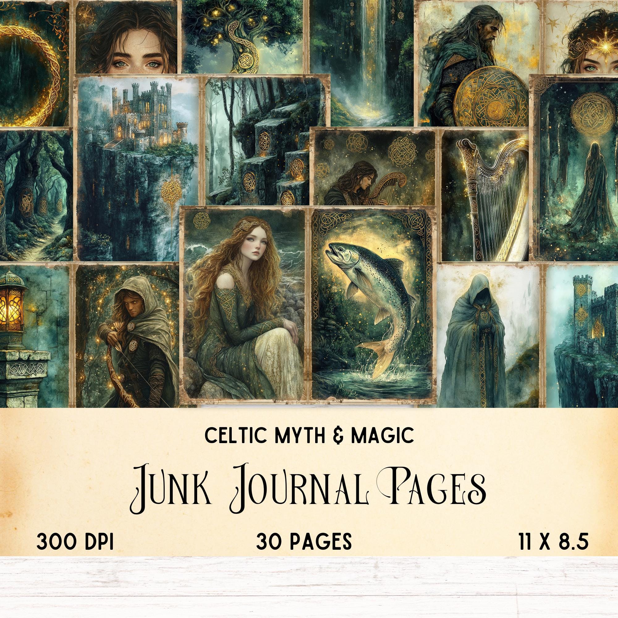 Celtic Myth & Magic Junk Journal Kit, Printable Enchanted Forest Lore ...